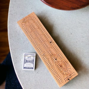 Large Hardwood Cribbage Board With Metal Pegs & Deck of Cards ...
