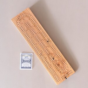 Large Hardwood Cribbage Board With Metal Pegs & Deck of Cards ...