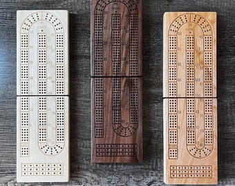 Travel Cribbage Board, 3-track Folding Collapsible Folding Metal Crib ...