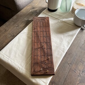 Large Hardwood Cribbage Board With Metal Pegs & Deck of Cards ...