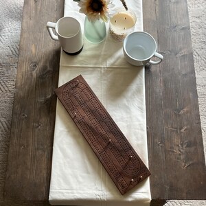 Large Hardwood Cribbage Board With Metal Pegs & Deck of Cards ...