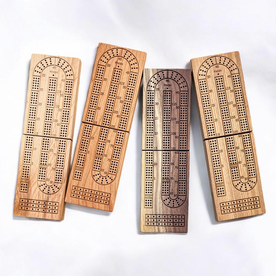 Folding Cribbage Board Personalized Hardwood Game With Metal Pegs, Card ...