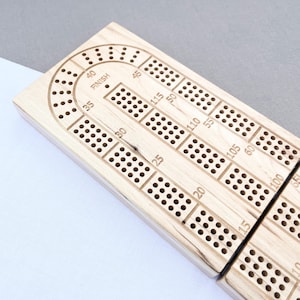 Folding Cribbage Board Personalized Hardwood Game With Metal Pegs, Card ...