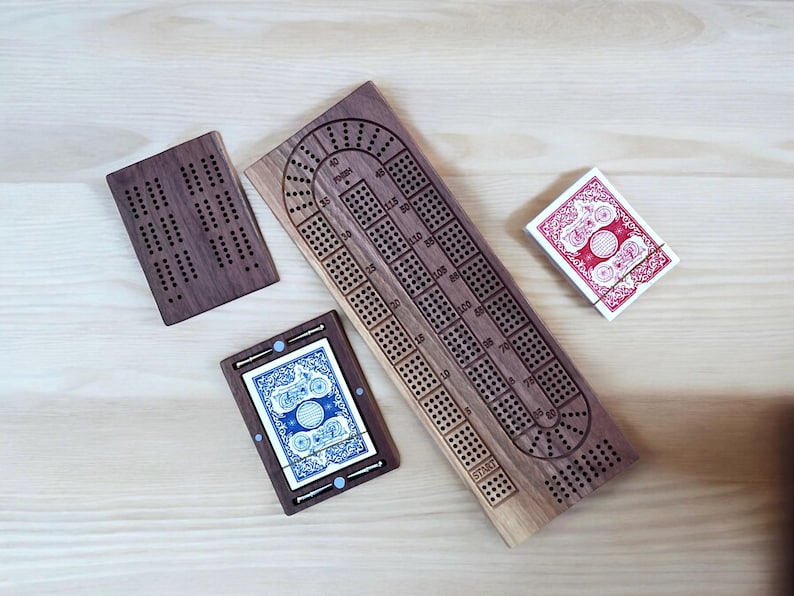 Handmade Black Walnut Cribbage Board Gift Set: Travel & 4-track Size - Etsy