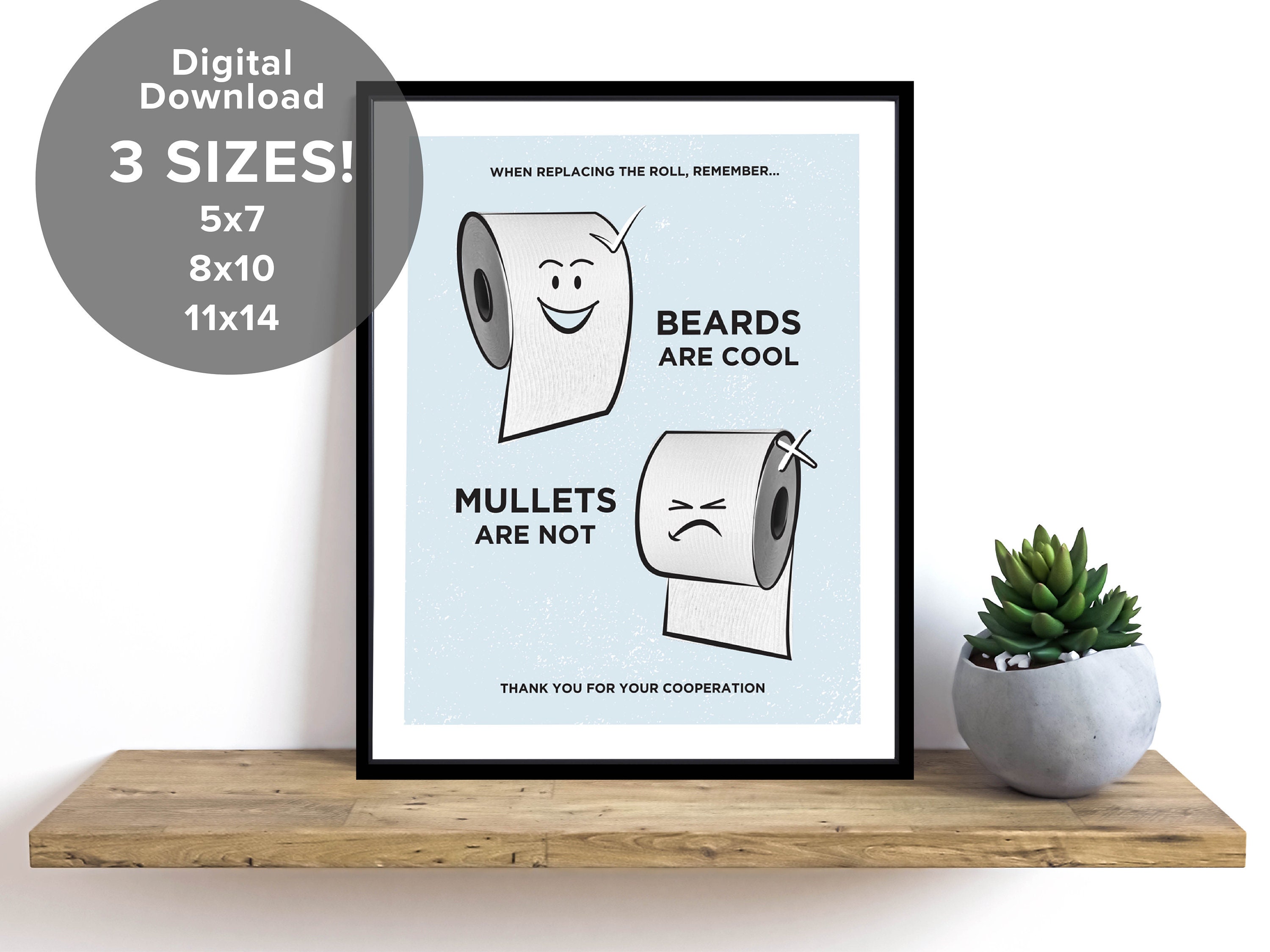 Beards Are Cool Mullets Are Not Printable Bathroom Wall Art - Etsy