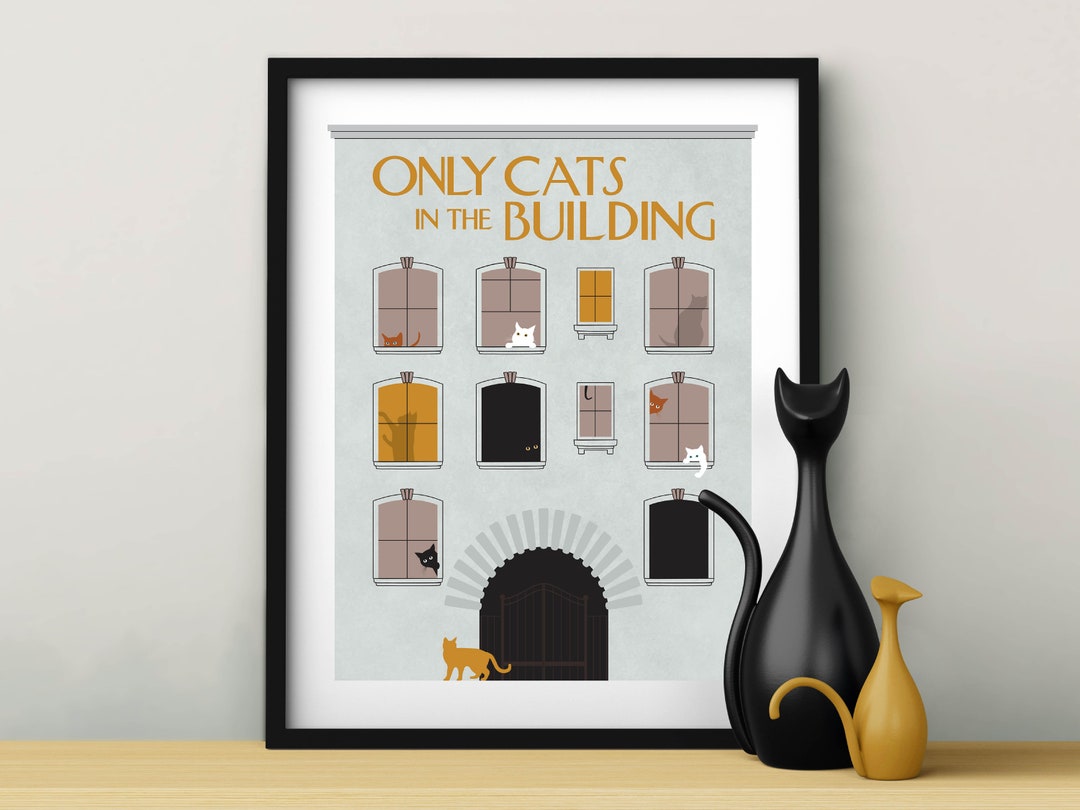 Only Cats in the Building, Yellow Accent, Art Print, Printable Wall Art ...