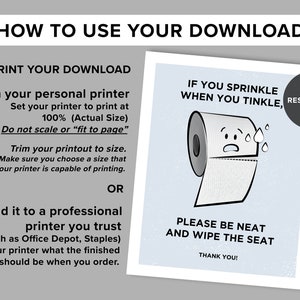 Funny Bathroom Wall Art Printable: If You Sprinkle When You Tinkle ...