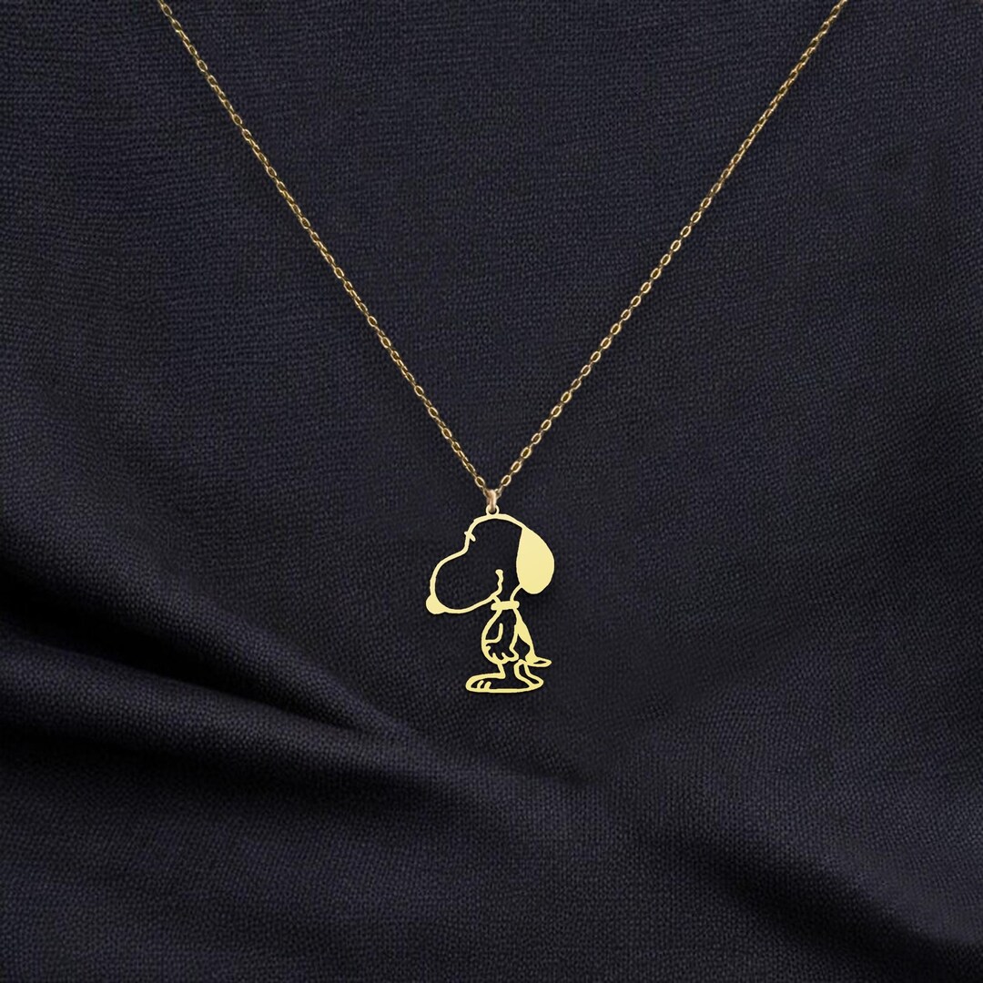 Snoopy Necklace, Gold Snoopy Inspired Necklace, Snoopy Charm ...