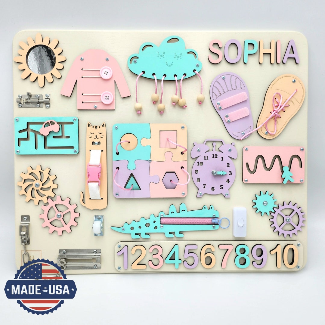 Personalized Busy Board, Montessori Board, Activity Board, Toddler Gift ...
