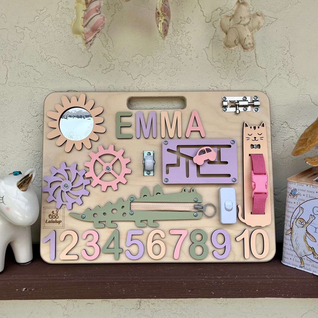 Personalized Busy Board Puzzle for Toddlers, Custom Montessori Activity ...
