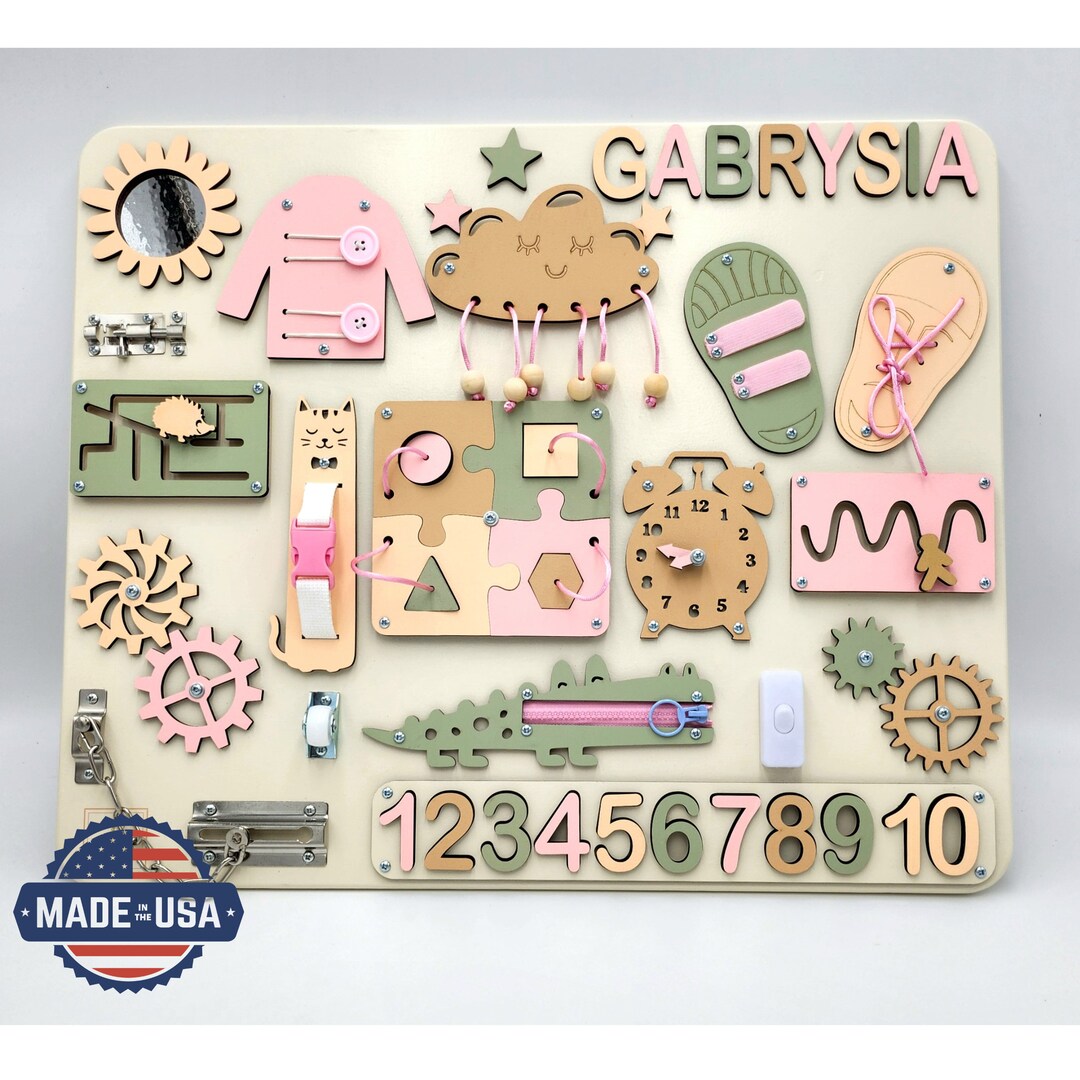 Personalized Busy Board, Montessori Board, Activity Board, Toddler Gift ...