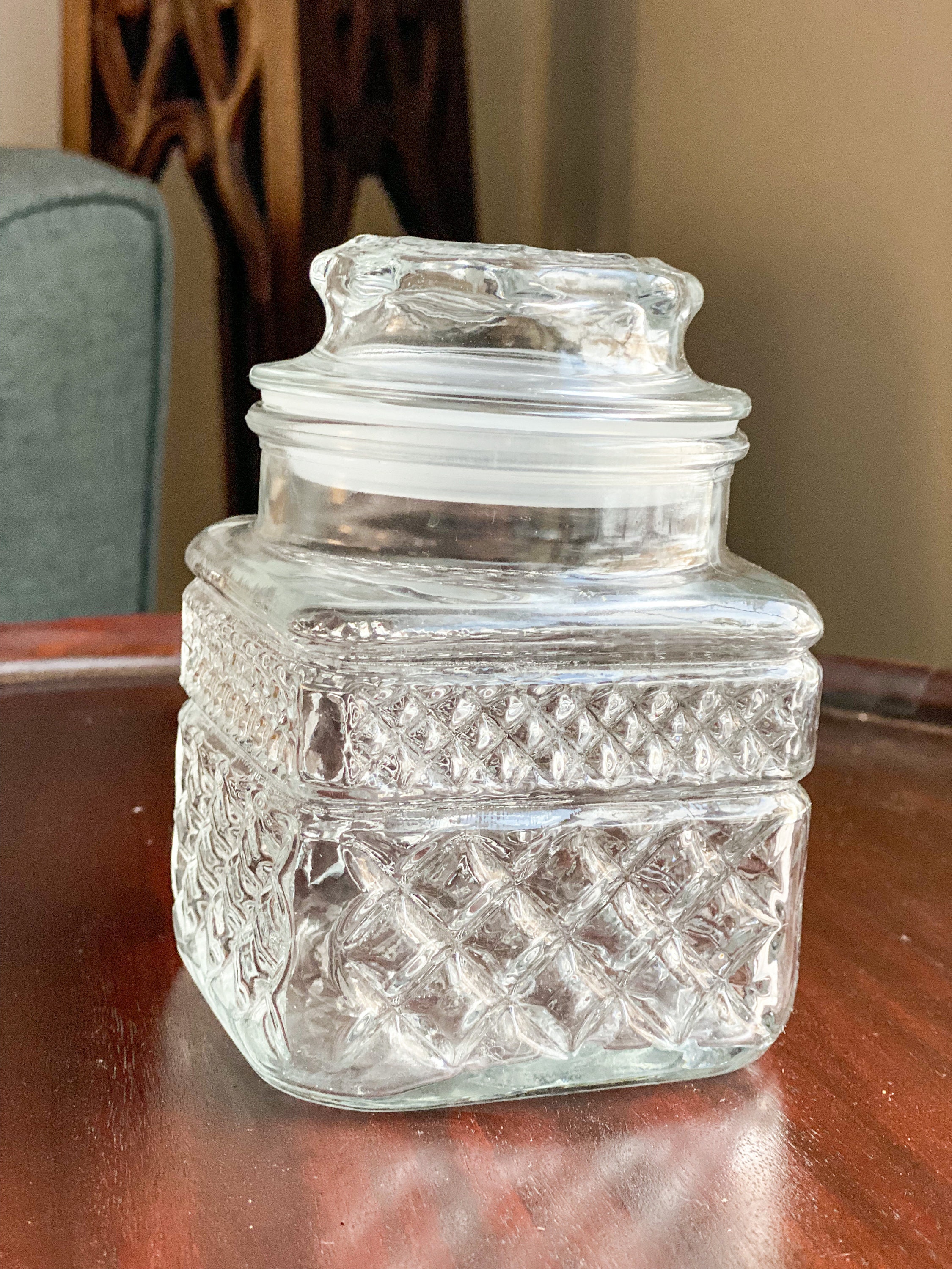Vintage Small Diamond Point Crystal Candy Jar - Etsy