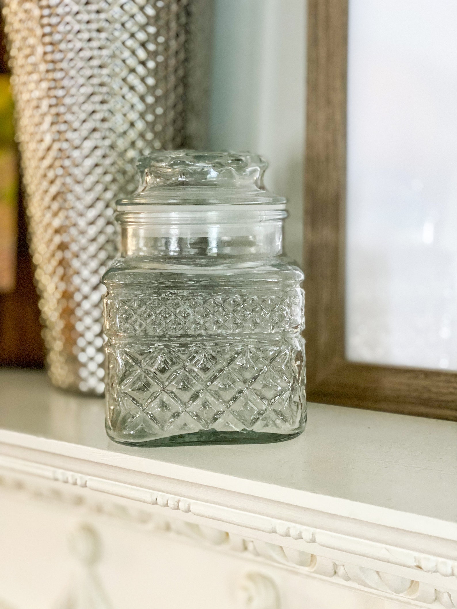 Vintage Small Diamond Point Crystal Candy Jar - Etsy