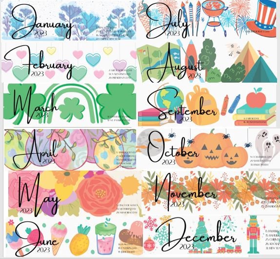 2023 Monthly Calendar PDF Letter Size Printable, Themed Calendar for ...