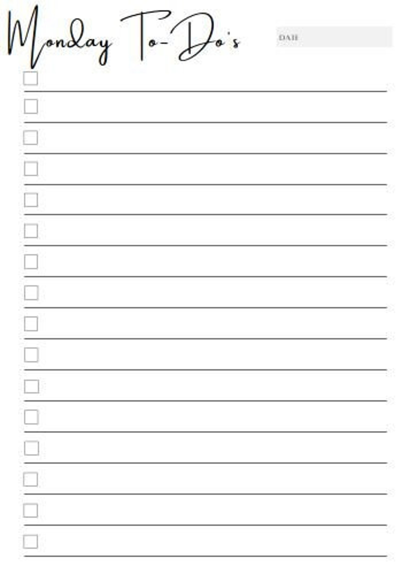 To-do List Template, Work Task List, Professional To-do List, Simple ...