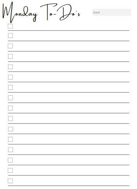 To-do List Template Work Task List Professional To-do List - Etsy