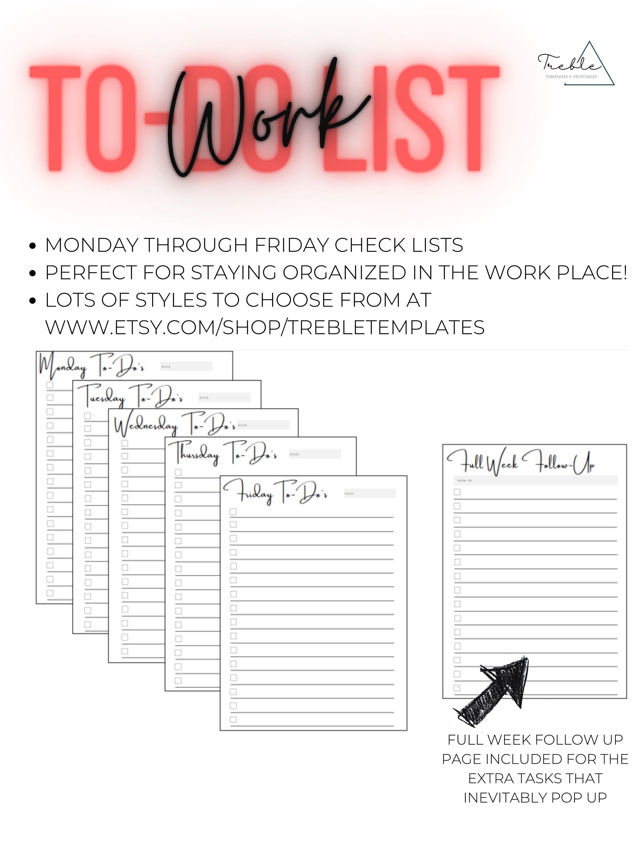 To-do List Template, Work Task List, Professional To-do List, Simple ...