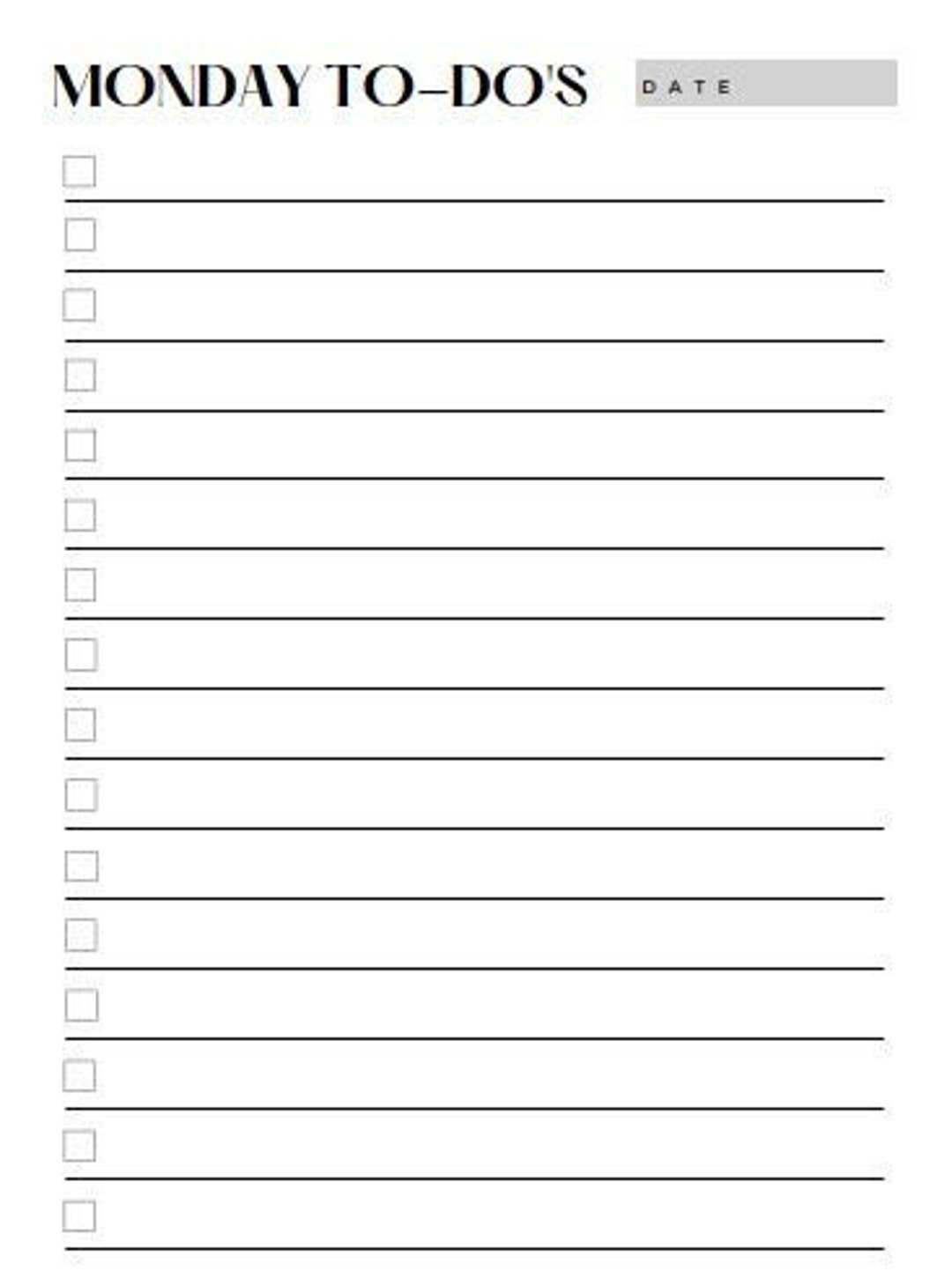 To-do List Template, Work Task List, Professional To-do List, Modern ...