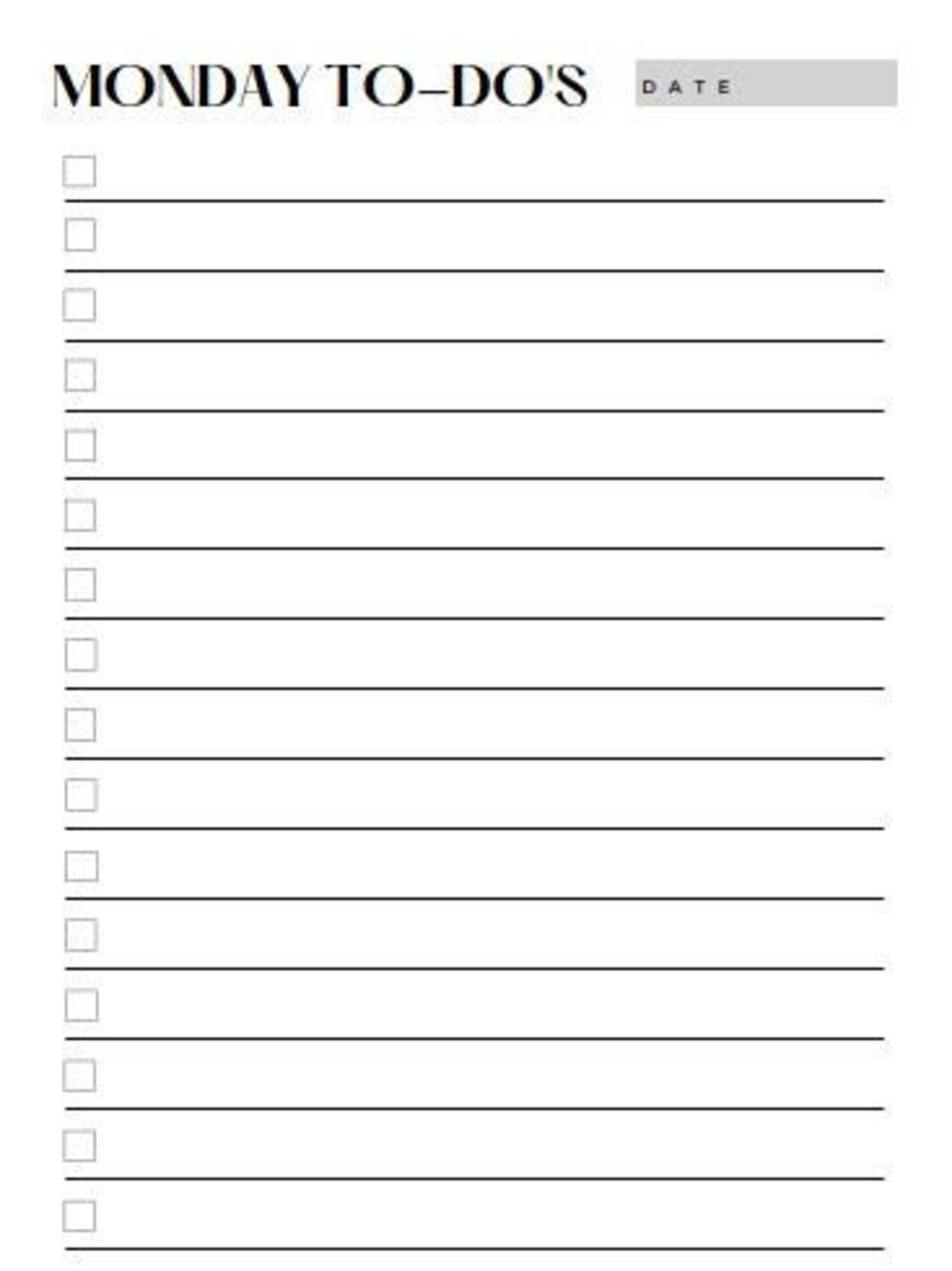 To-do List Template, Work Task List, Professional To-do List, Modern ...