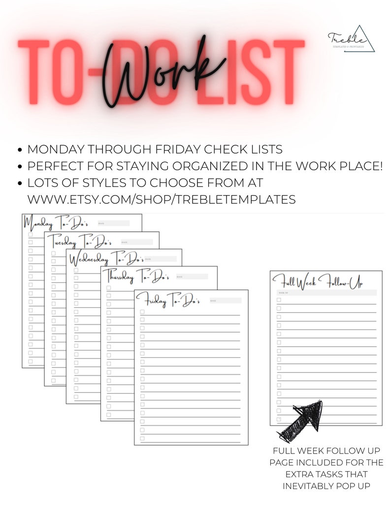 To-do List Template, Work Task List, Professional To-do List, Feminine ...