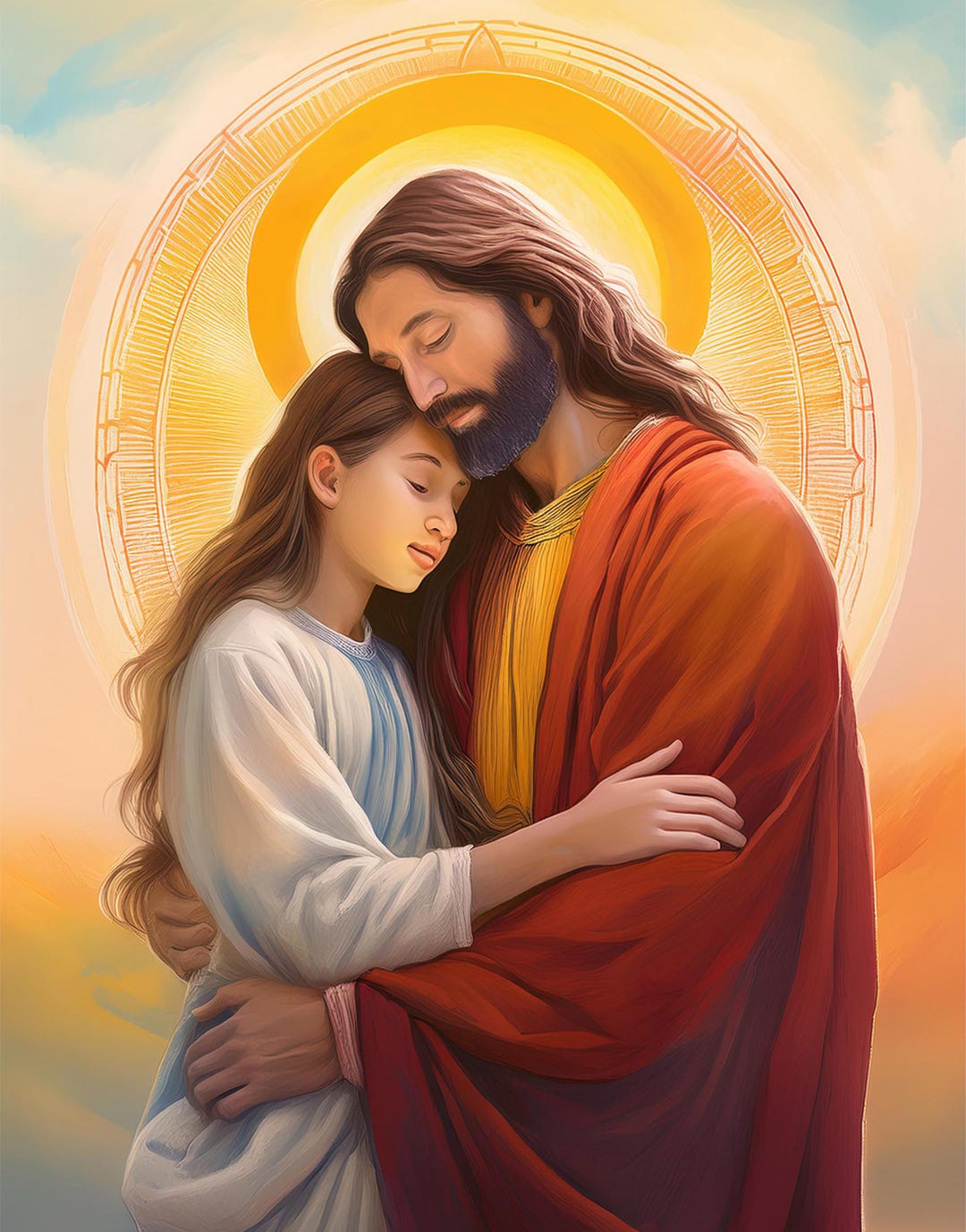 Jesus With Teenager Girl| Water Color| Digital Photo - Etsy
