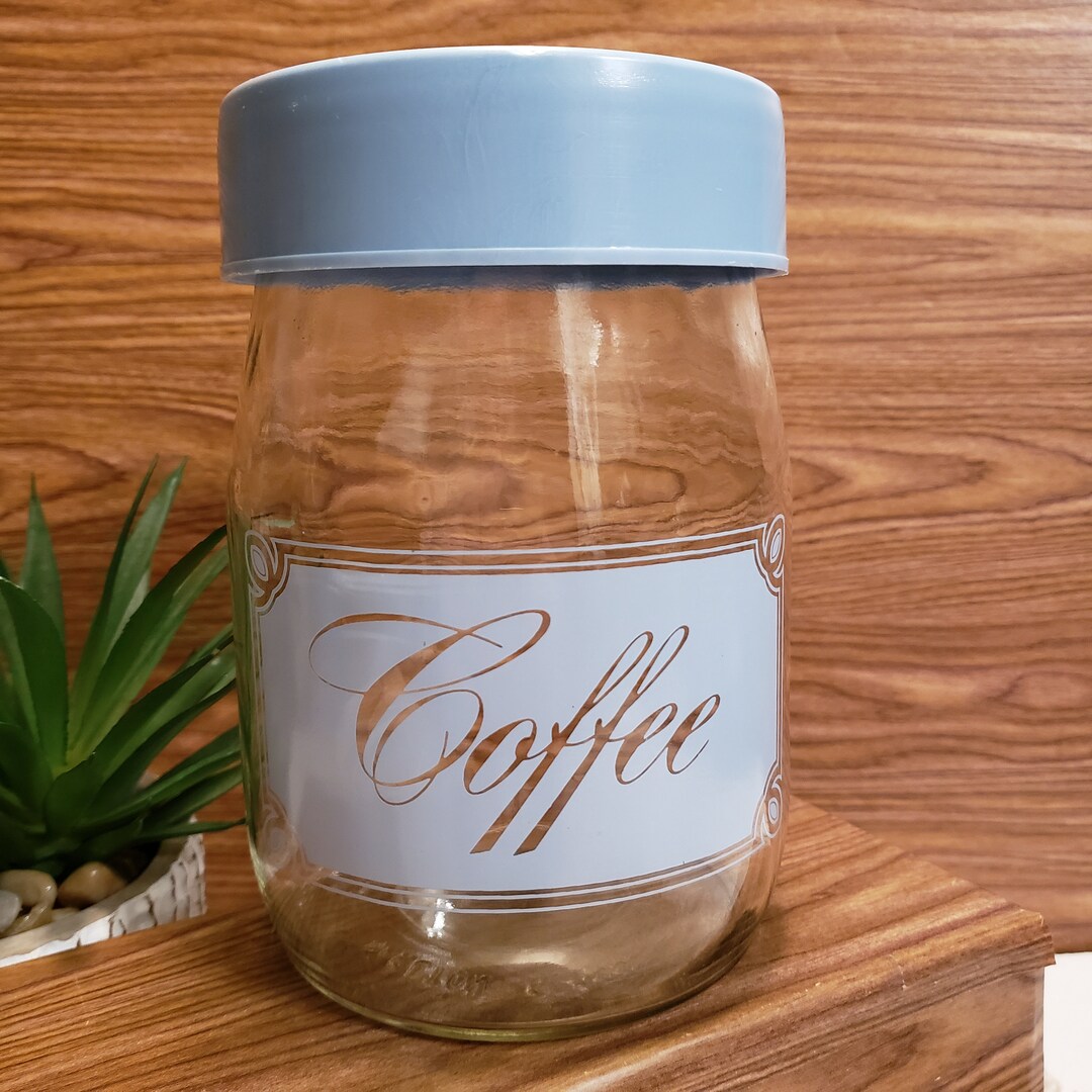 Vintage Carlton Blue Coffee Canister Jar W/lid - Etsy