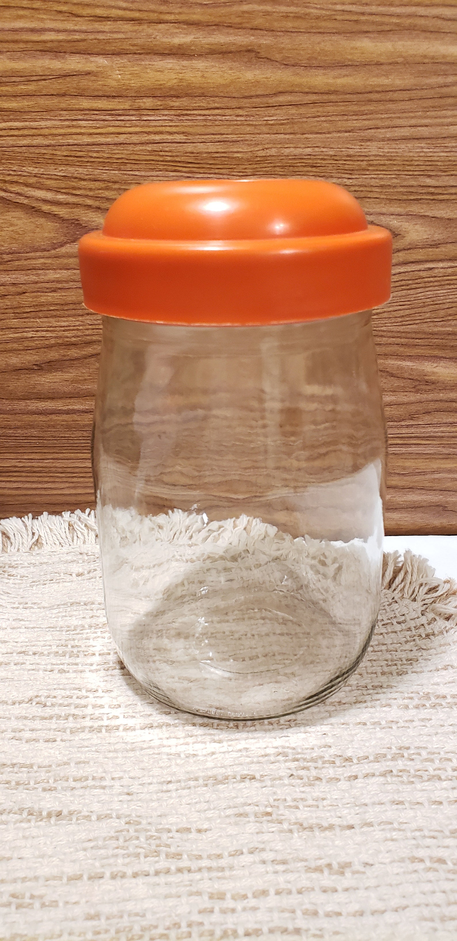 Vintage Action Industries Glass Canister Jars W/orange Lids - Etsy