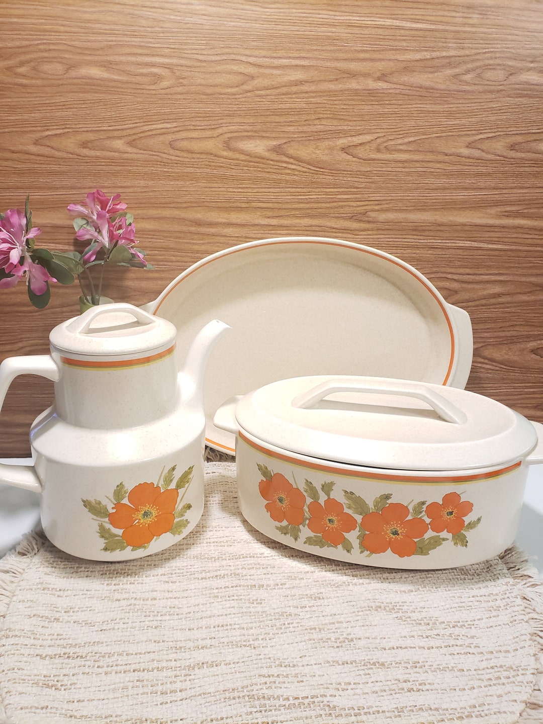 Vintage Tempurware by Lenox Fire Flower Kichenware Orange Flower ...