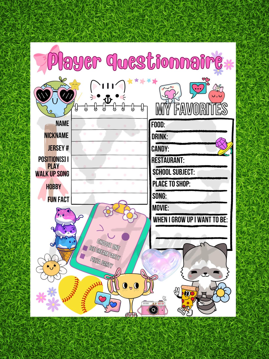 Girly Player Questionnaire | Softball | Team Mom | Youth | Team Sports ...