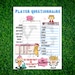 Player Questionnaire | Softball | Team Mom | Youth | Team Sports - Etsy