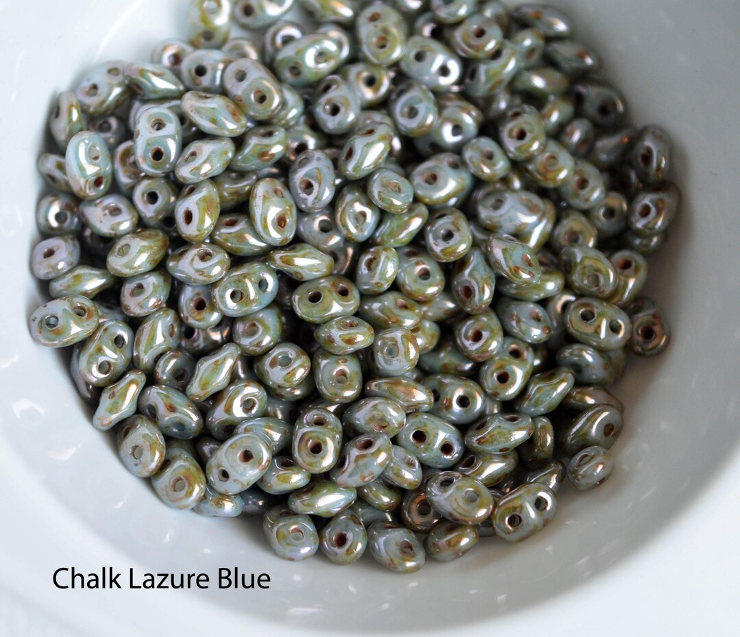 Chalk Lazure Blue Super Duo Beads. Matubo Czech Glass 2 Hole Beads. 20 ...