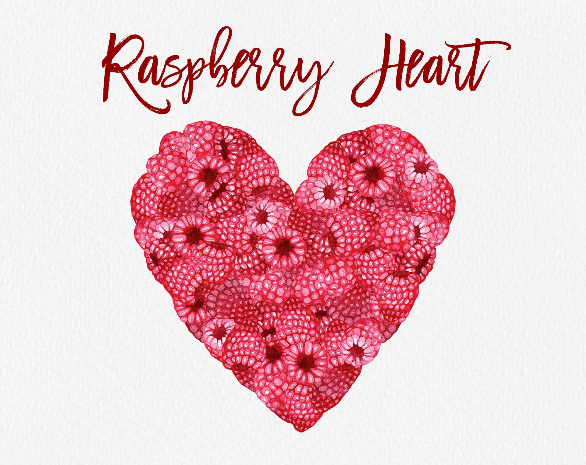 Raspberry Heart Watercolor Clipart, Watercolor Heart Png, Heart Clip ...