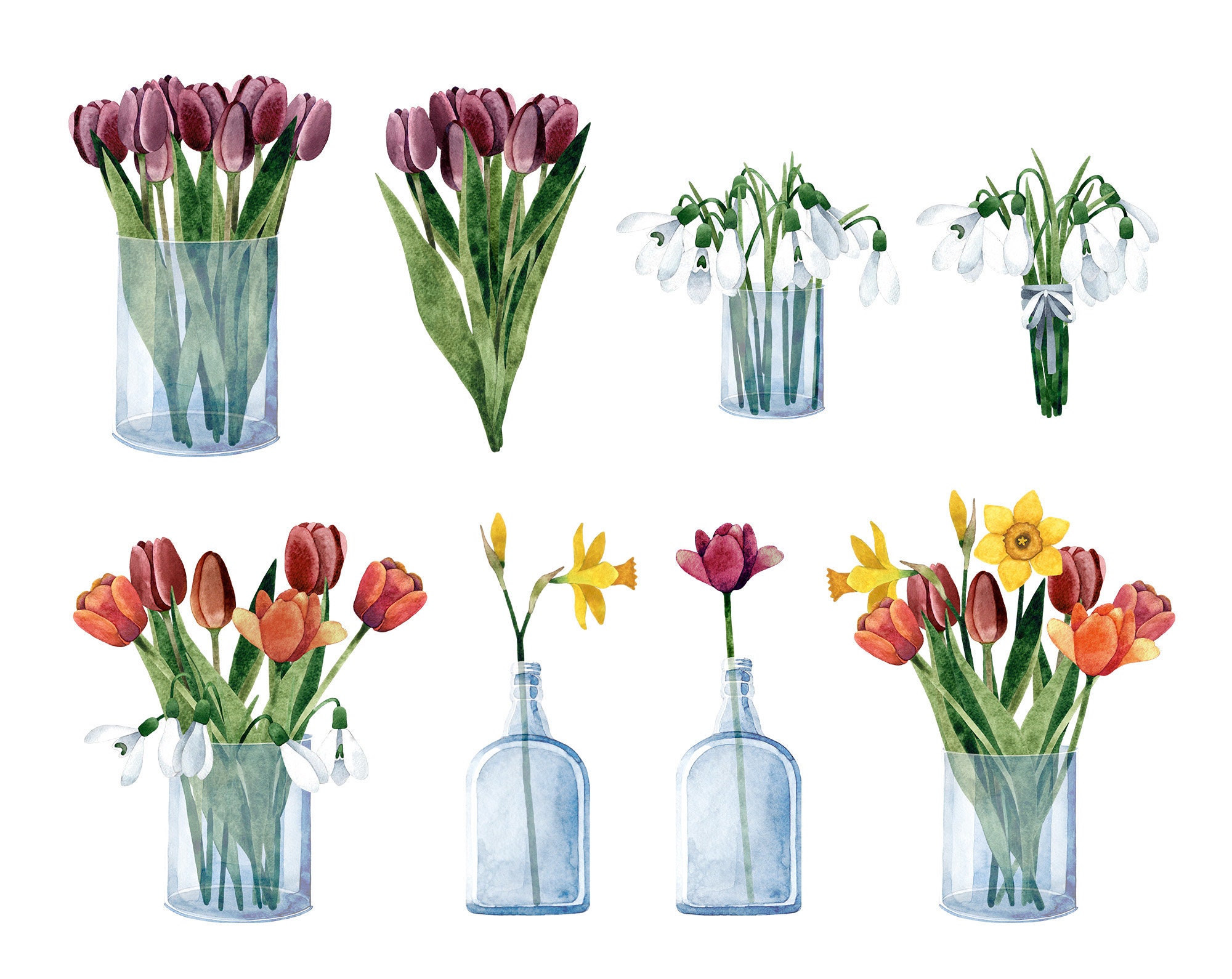 Flower Bouquet Watercolor Clipart, Floral Bouquet Png, Spring ...