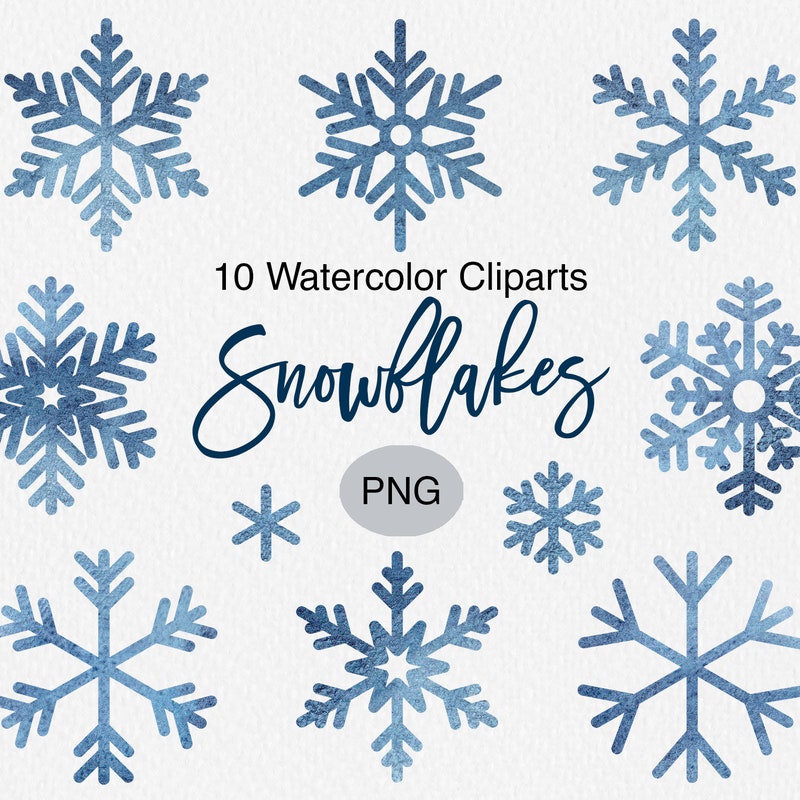 Watercolor Snowflakes Clipart - Etsy