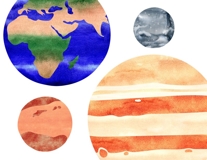 Solar System Clipart Planet Watercolor Clipart Planet - Etsy