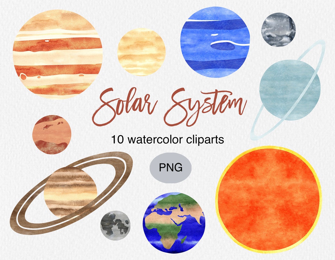 Solar System Clipart, Planet Watercolor Clipart, Planet Download, Space ...