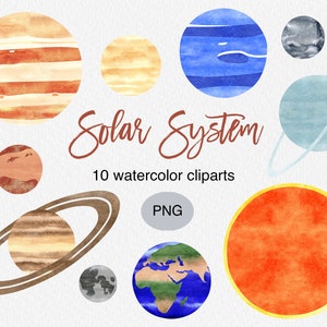 Solar System Clipart, Planet Watercolor Clipart, Planet Download, Space ...