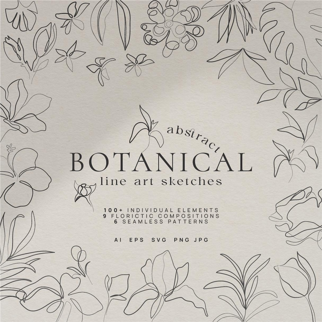 Abstract Flowers, Botanical Line Art, Minimalistic Line Flowers ...