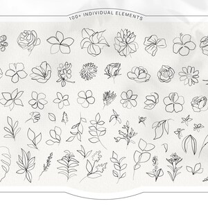 Abstract Flowers, Botanical Line Art, Minimalistic Line Flowers ...