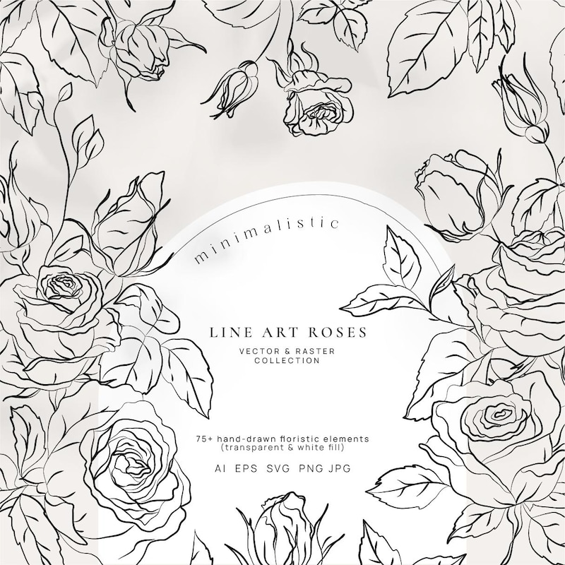 Outline of Rose Digital - Etsy