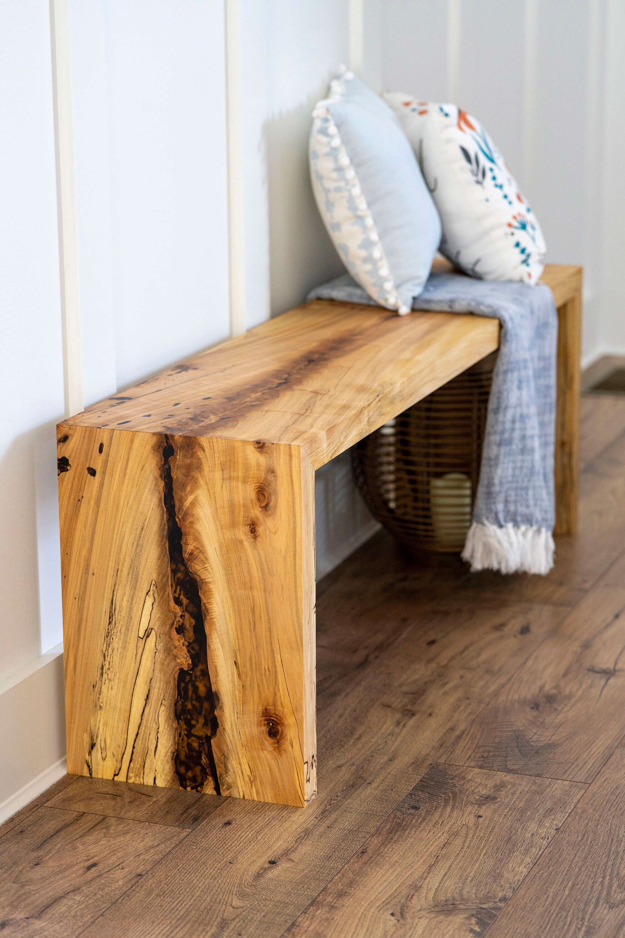 Solid Wood Waterfall Bench | Maple, Walnut, Oak | Epoxy River Bench ...