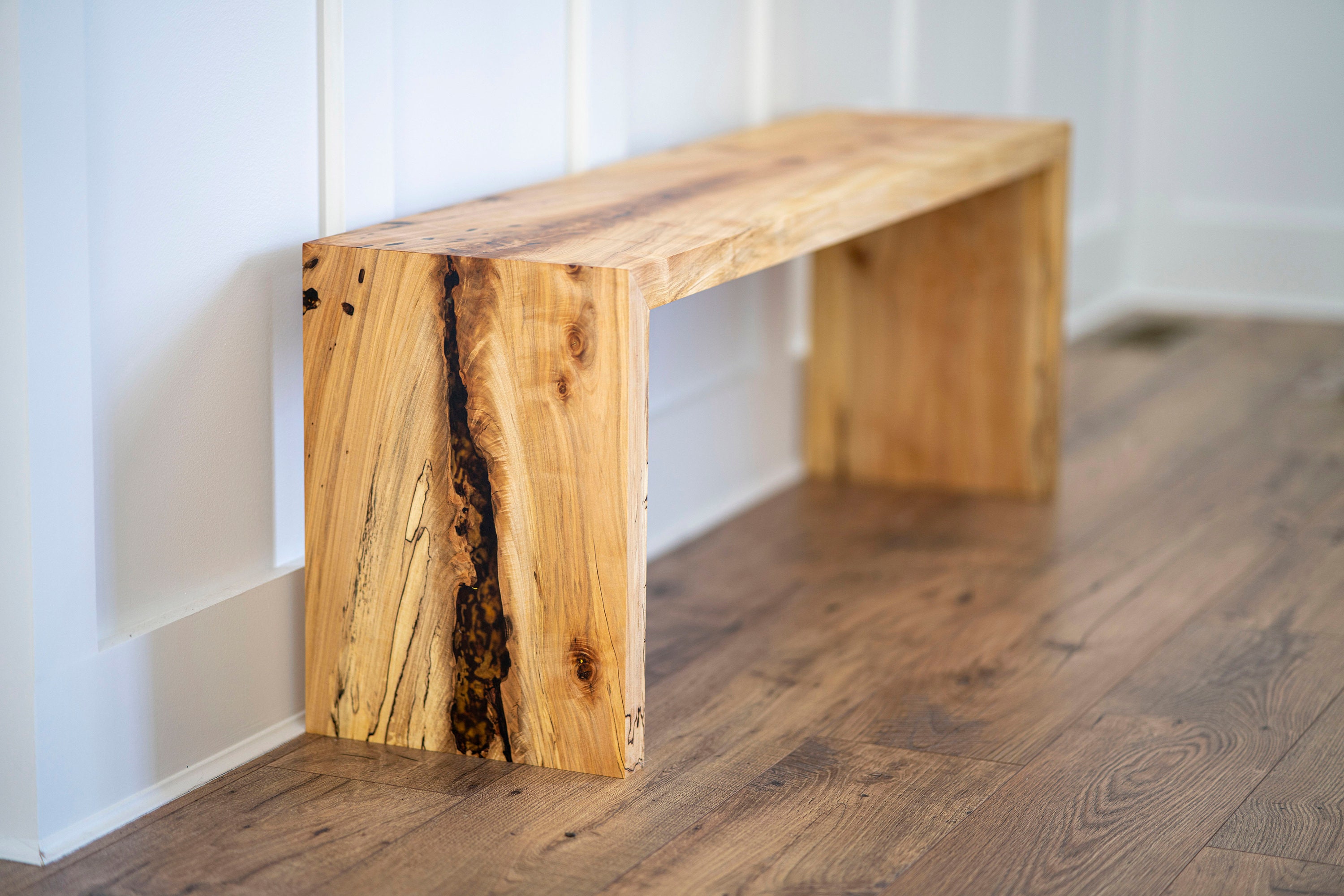 Solid Wood Waterfall Bench | Maple, Walnut, Oak | Epoxy River Bench ...
