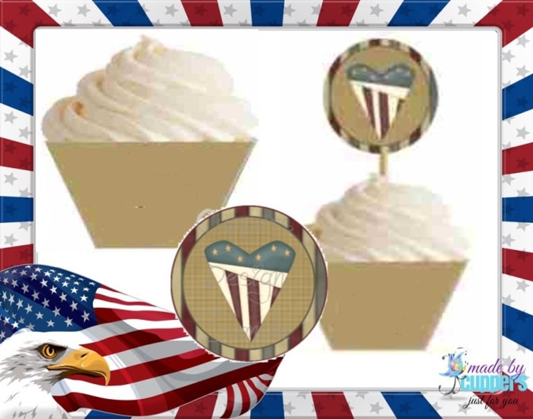 American Hero Cupcake Wrappers & Toppers 0210 - Etsy