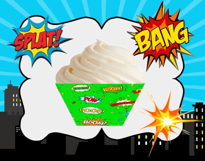 Superhero Cupcake Wrapper Printable Download 1958 - Etsy