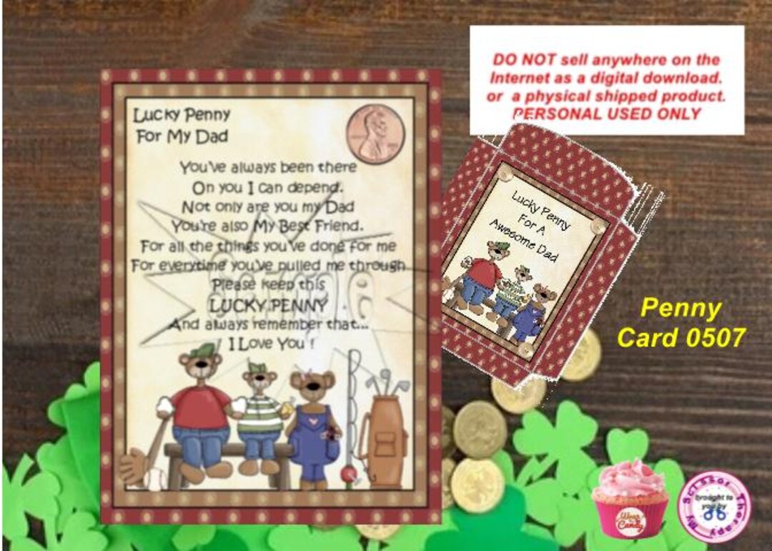 Father's Day Dad Lady Lucky Penny Card Printable Download 0507 - Etsy