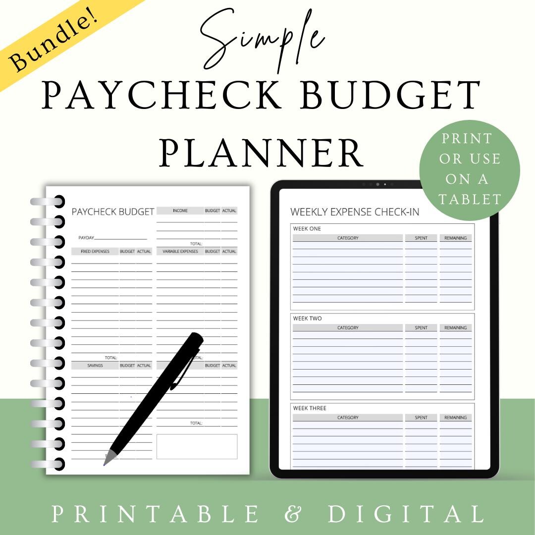 Printable Paycheck Budget Planner, Digital Template for Tablet or Print ...