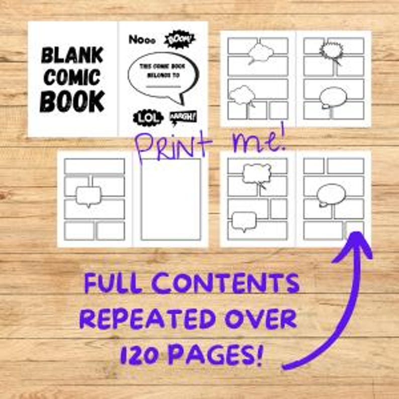 Printable Blank Comic Book Contents 120 Pages - Etsy