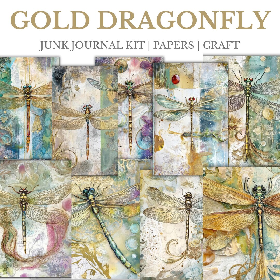 Dragonfly Craft Papers, Printable Paper, Digital Paper, Junk Journal ...