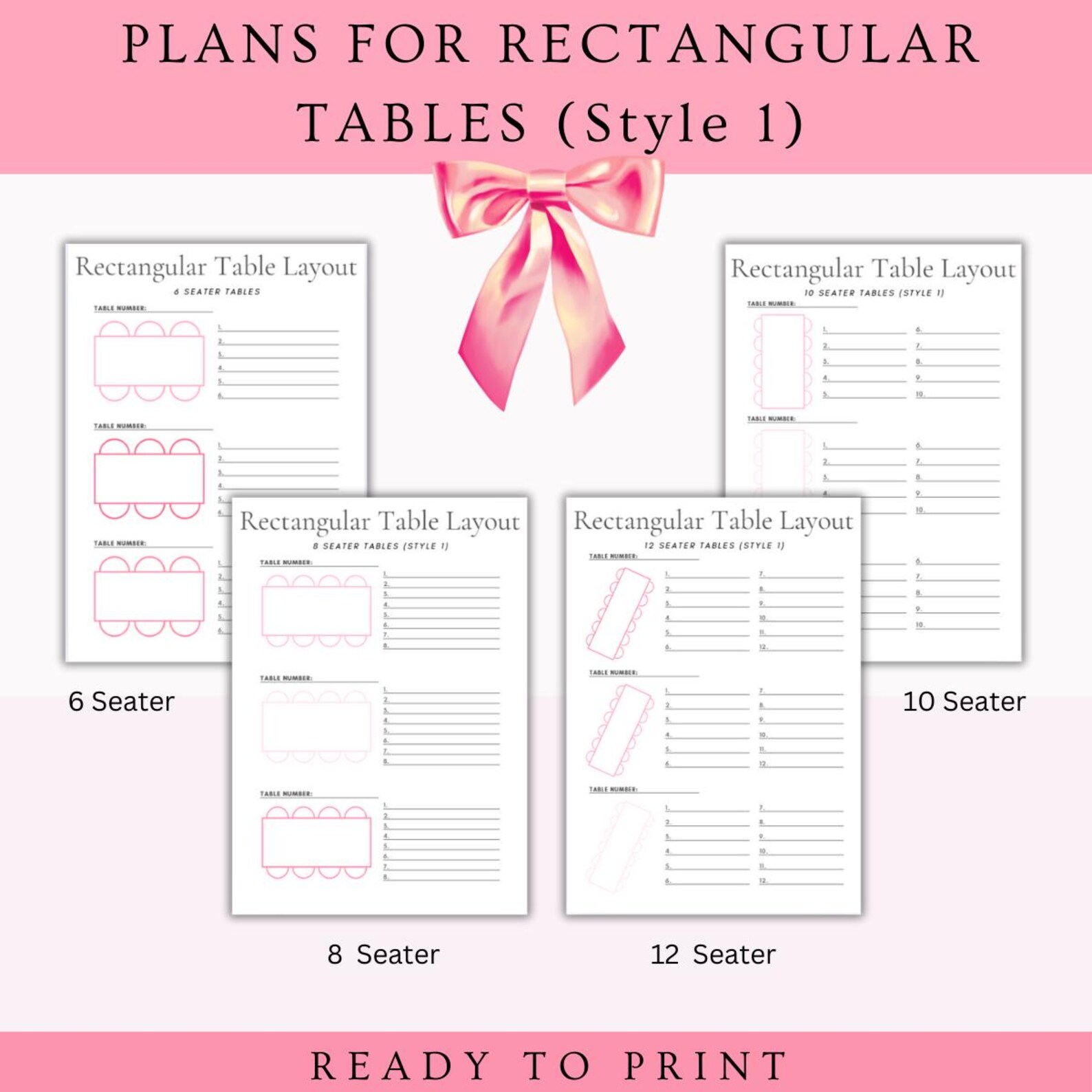 Wedding Table Planner, Printable Wedding Seating Chart, Bridal Seating ...