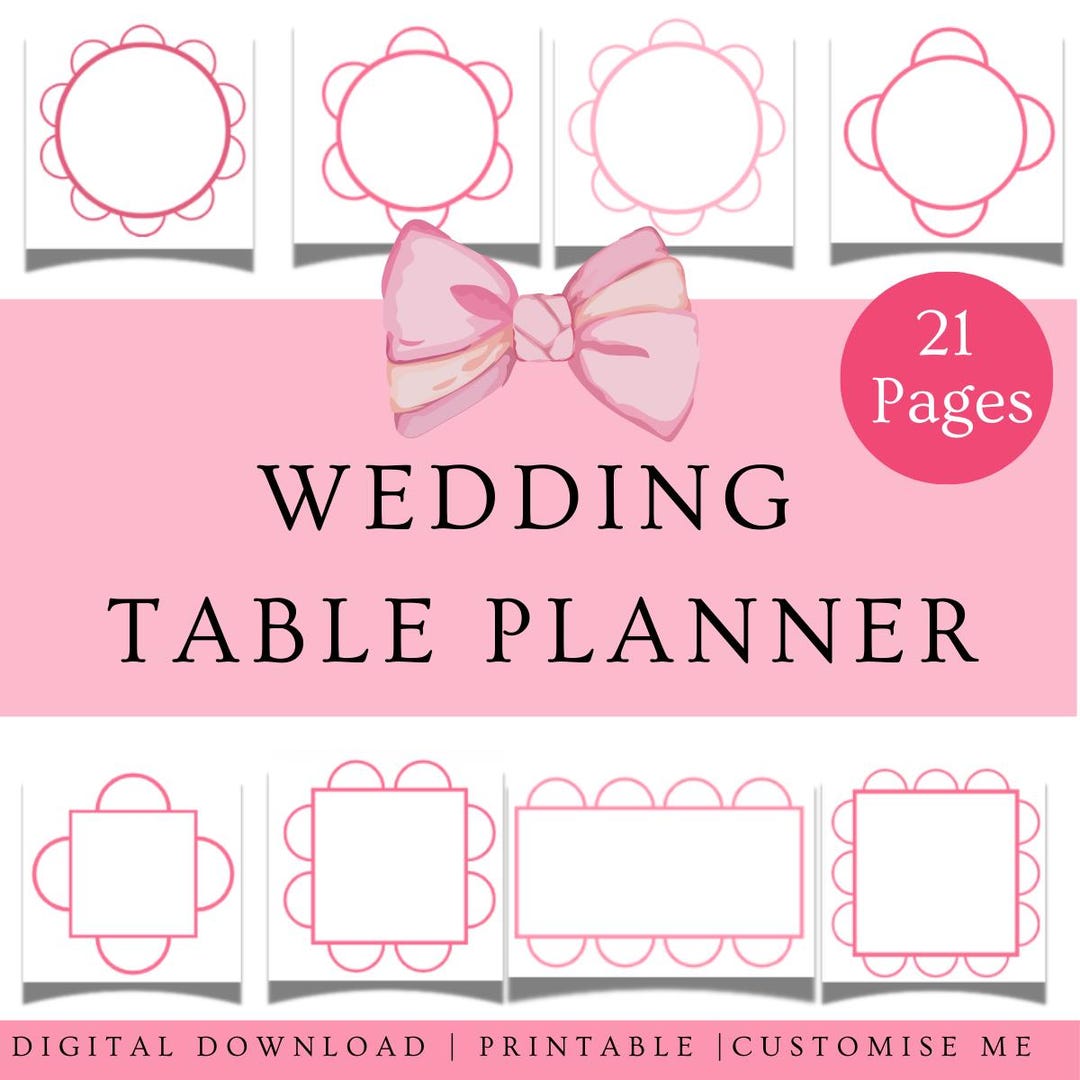 Wedding Table Planner, Printable Wedding Seating Chart, Bridal Seating ...
